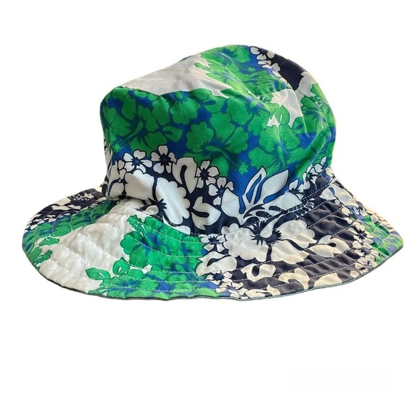 Vintage | Accessories | Hawaiian Bucket Hat Blue Green Tropical ...